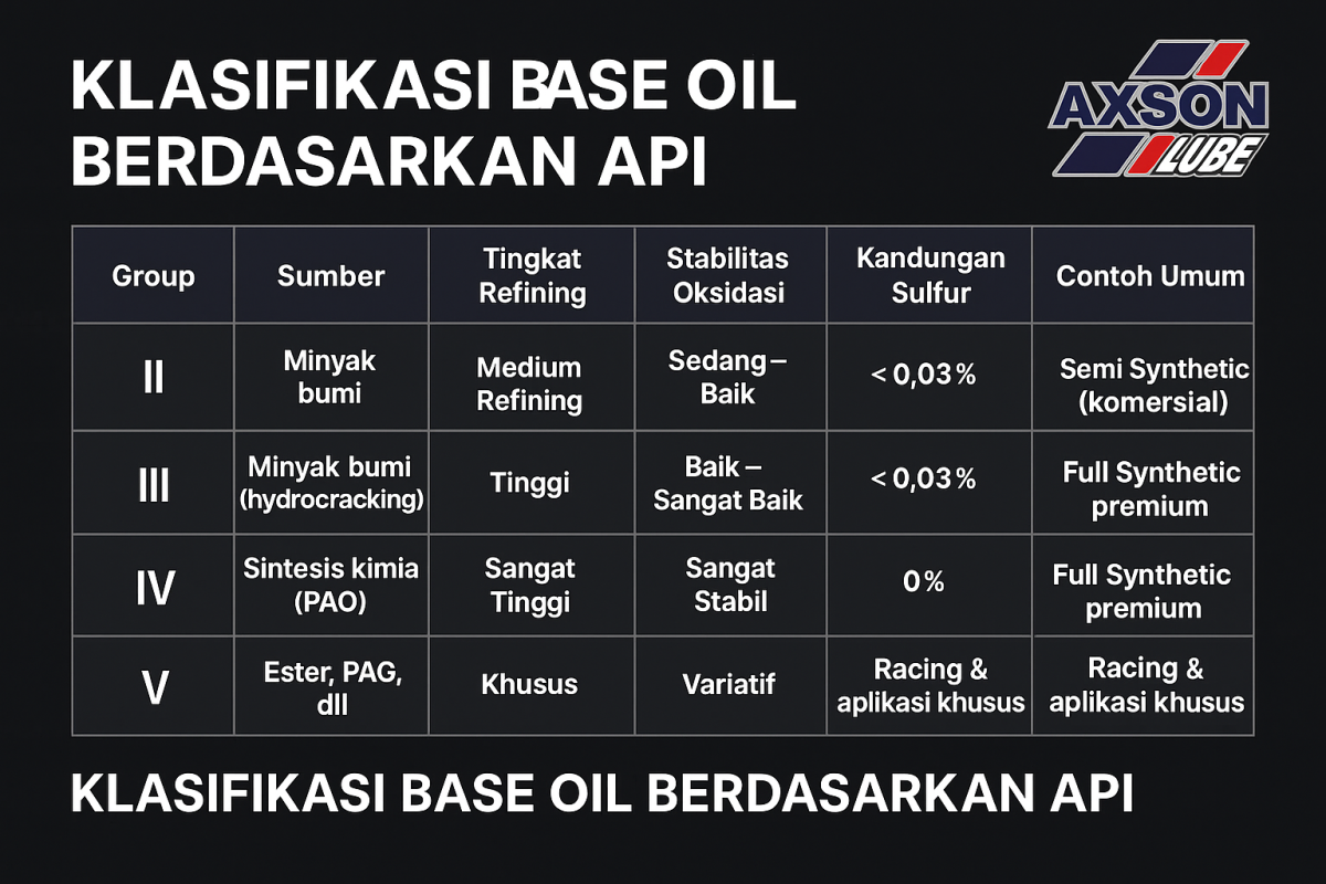 Apa Itu Base Oil Group II, III, IV dan PAO dalam Oli Sintetis? – Axon Lube